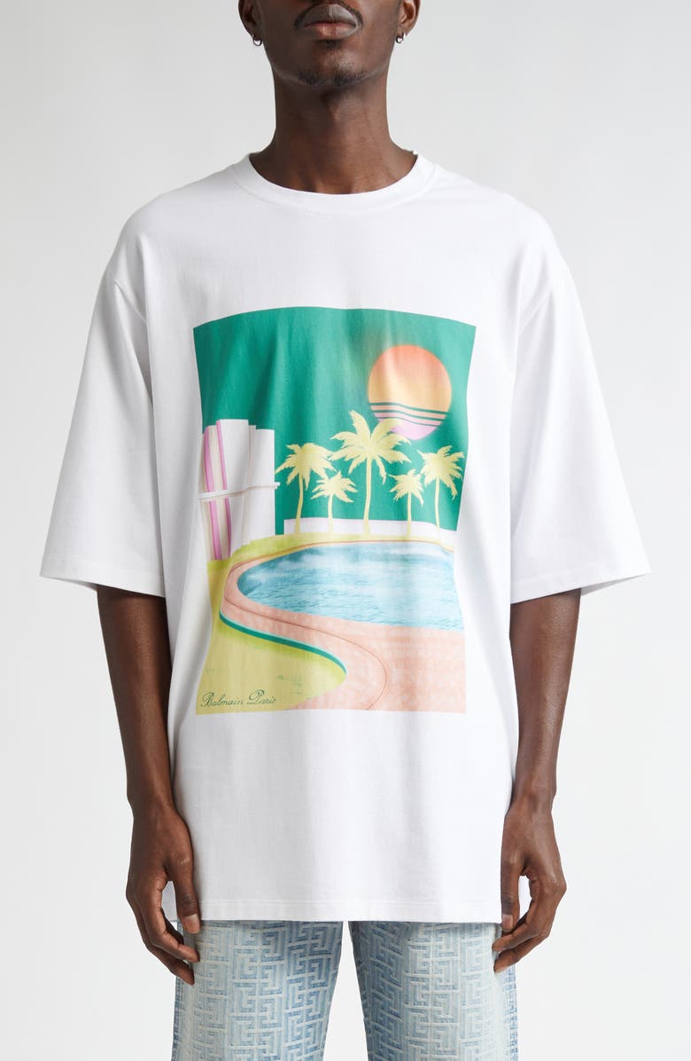 Balmain Postcard Print Cotton Graphic T-Shirt | Nordstromrack