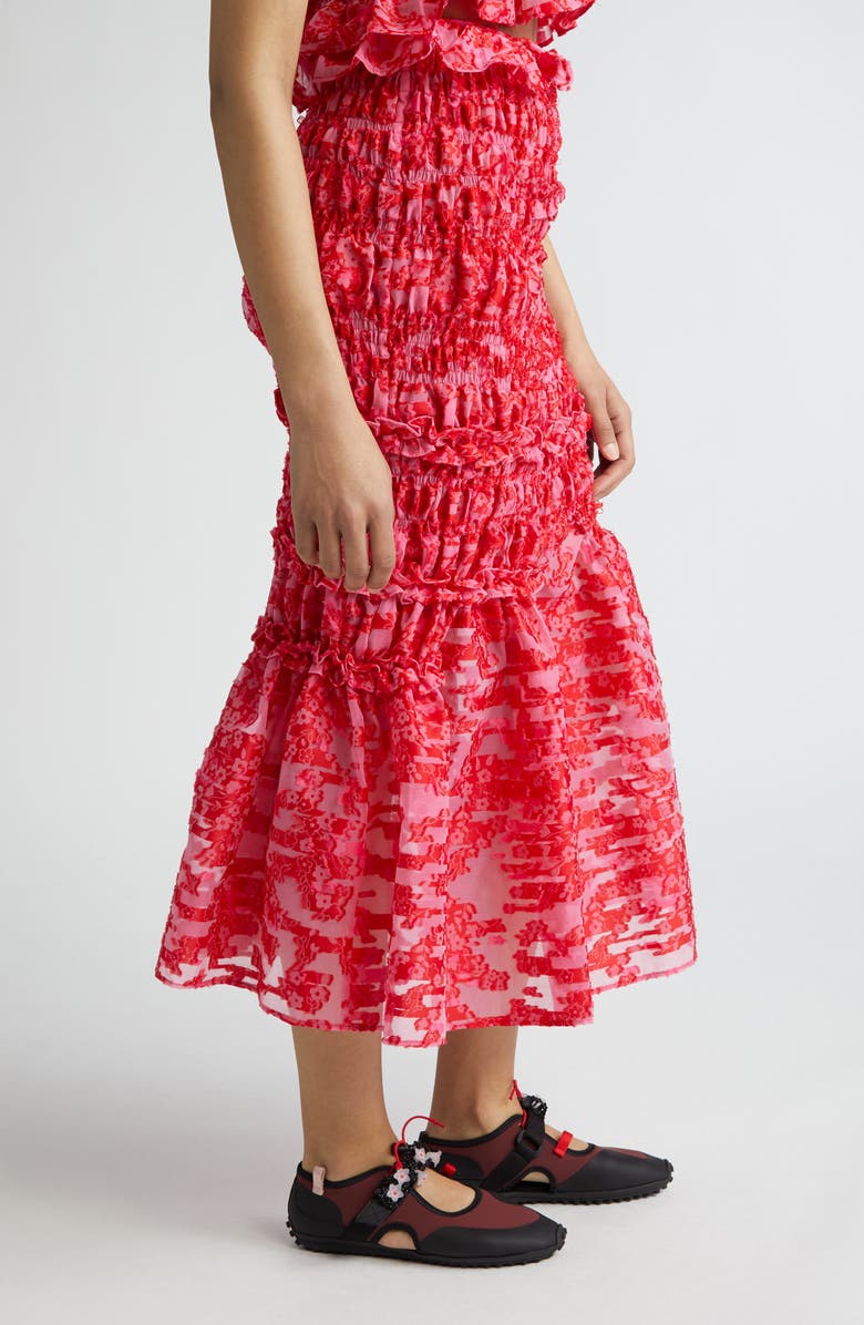 Cecilie Bahnsen Vianca Smocked Fil Coupé Midi Skirt | Nordstromrack