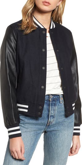 Levi's® LEVIS® Mixed Media Varsity Bomber Jacket | Nordstrom