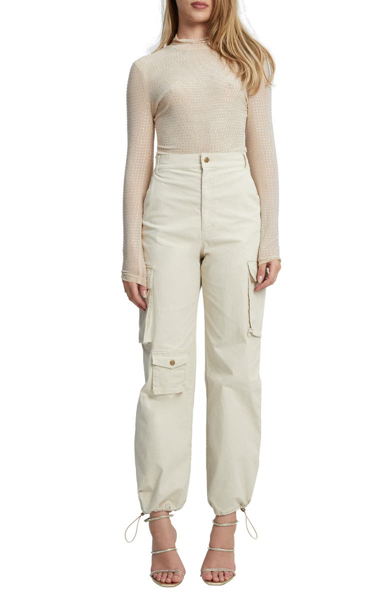Bardot Strobe Embellished Mock Neck Mesh Top | Nordstromrack