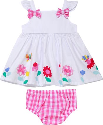 BABY STARTERS Flower Dress & Gingham Bloomers Set | Nordstromrack