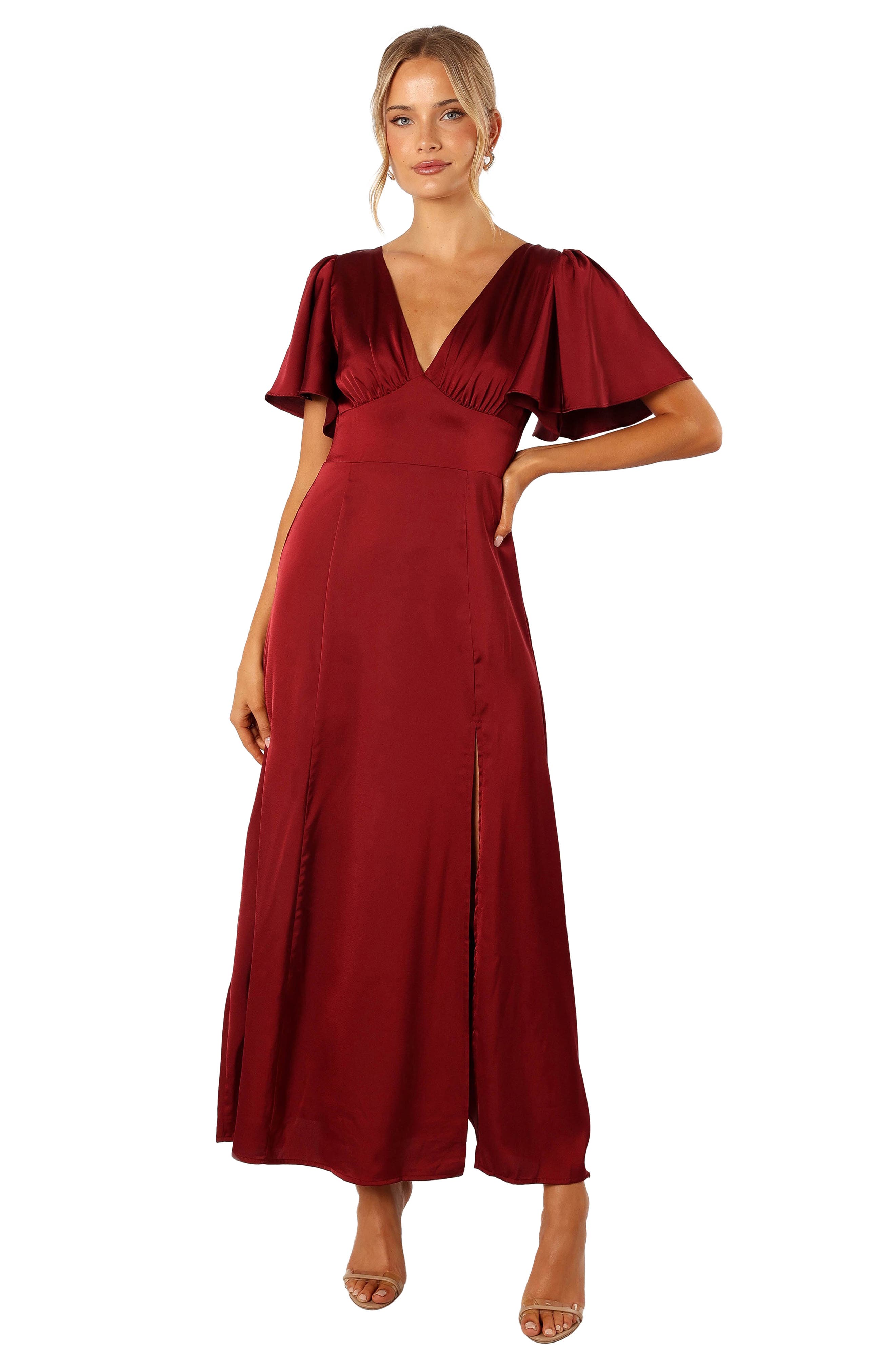 Petal & Pup Casper Flutter Sleeve Satin Dress | Nordstrom