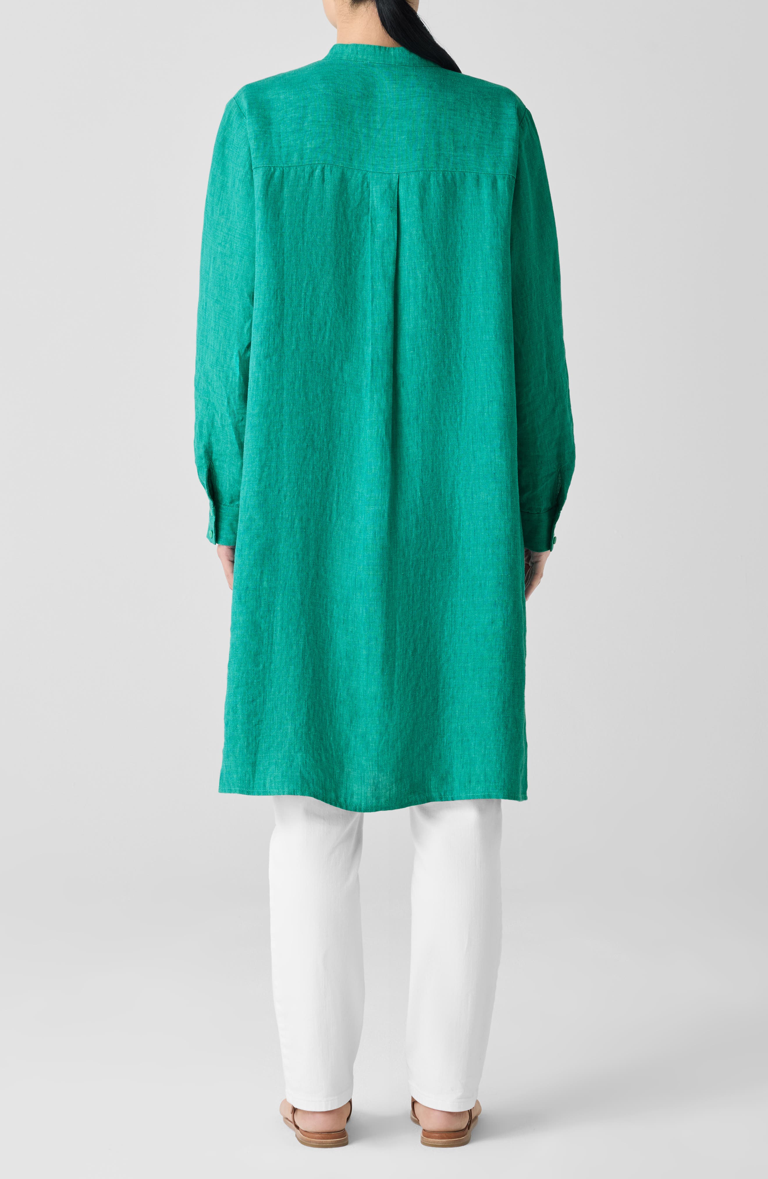 Eileen Fisher Long Sleeve Organic Linen Shift Shirtdress | Nordstromrack