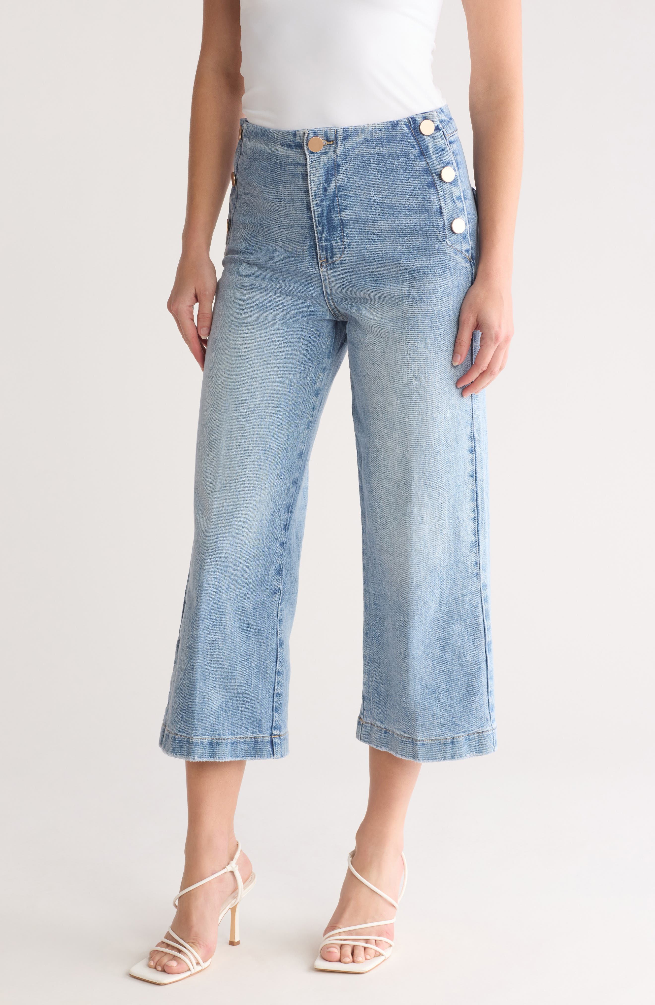 OAT NEW YORK Wide Leg Crop Sailor Jeans | Nordstromrack