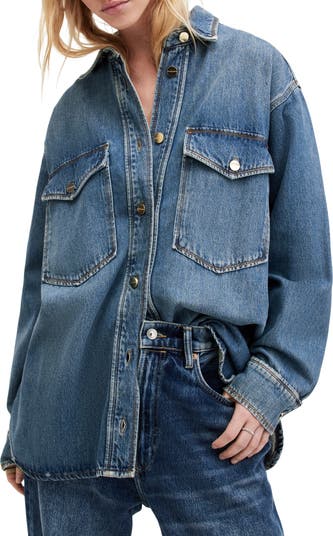 AllSaints Alba Oversize Denim Button-Up Shirt | Nordstrom