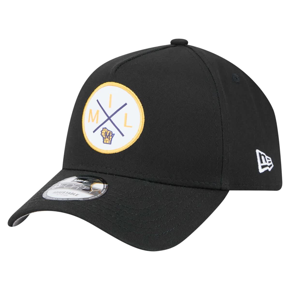 Men's New Era Black Milwaukee Brewers 9FORTY A-Frame Adjustable Hat ...