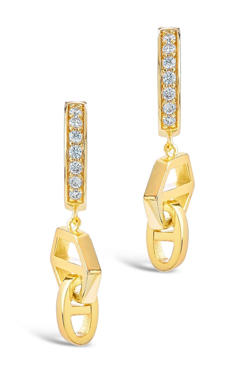Sterling Forever Geometric Anchor Chain CZ Drop Earrings | Nordstromrack