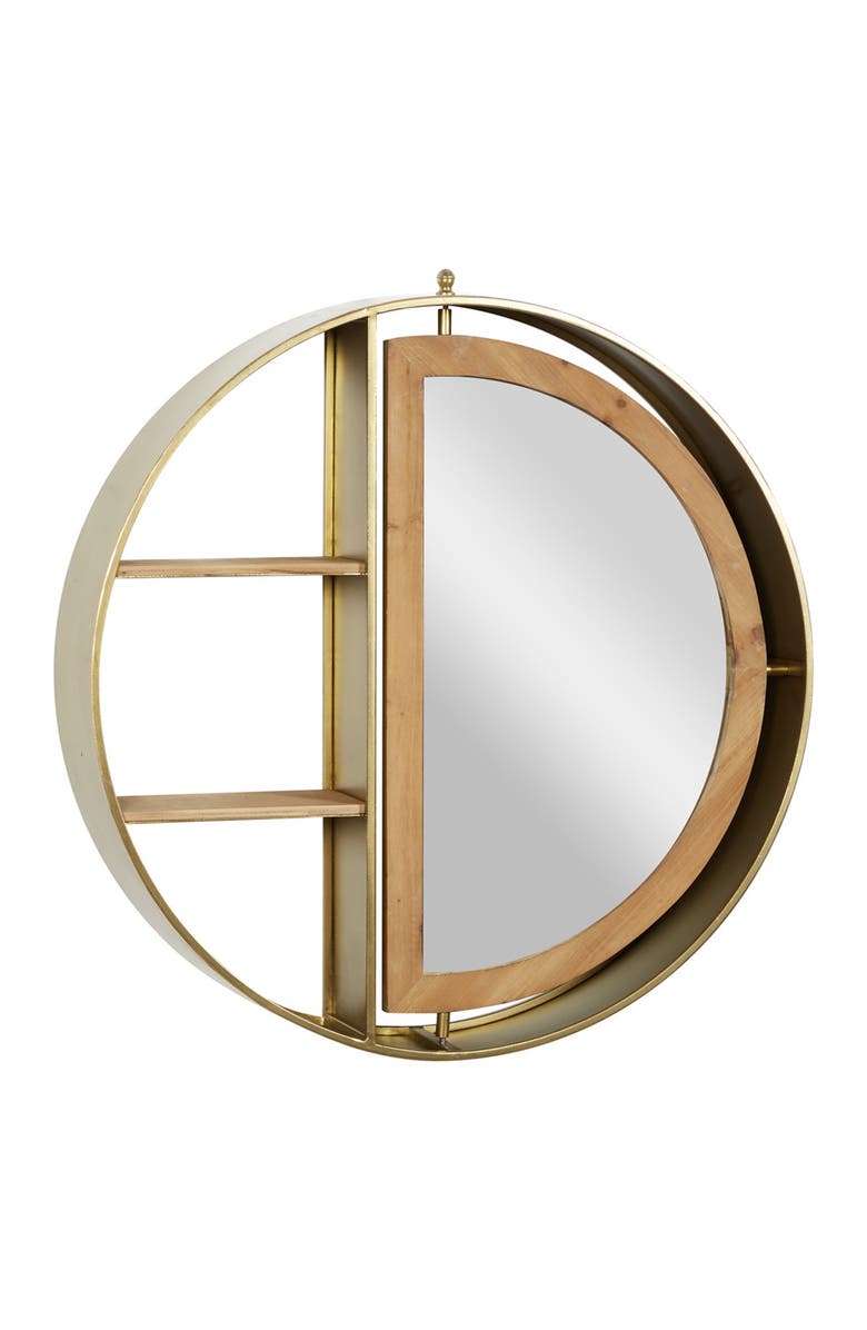 GINGER BIRCH STUDIO Goldtone Metal Contemporary Wall Shelf with Half ...