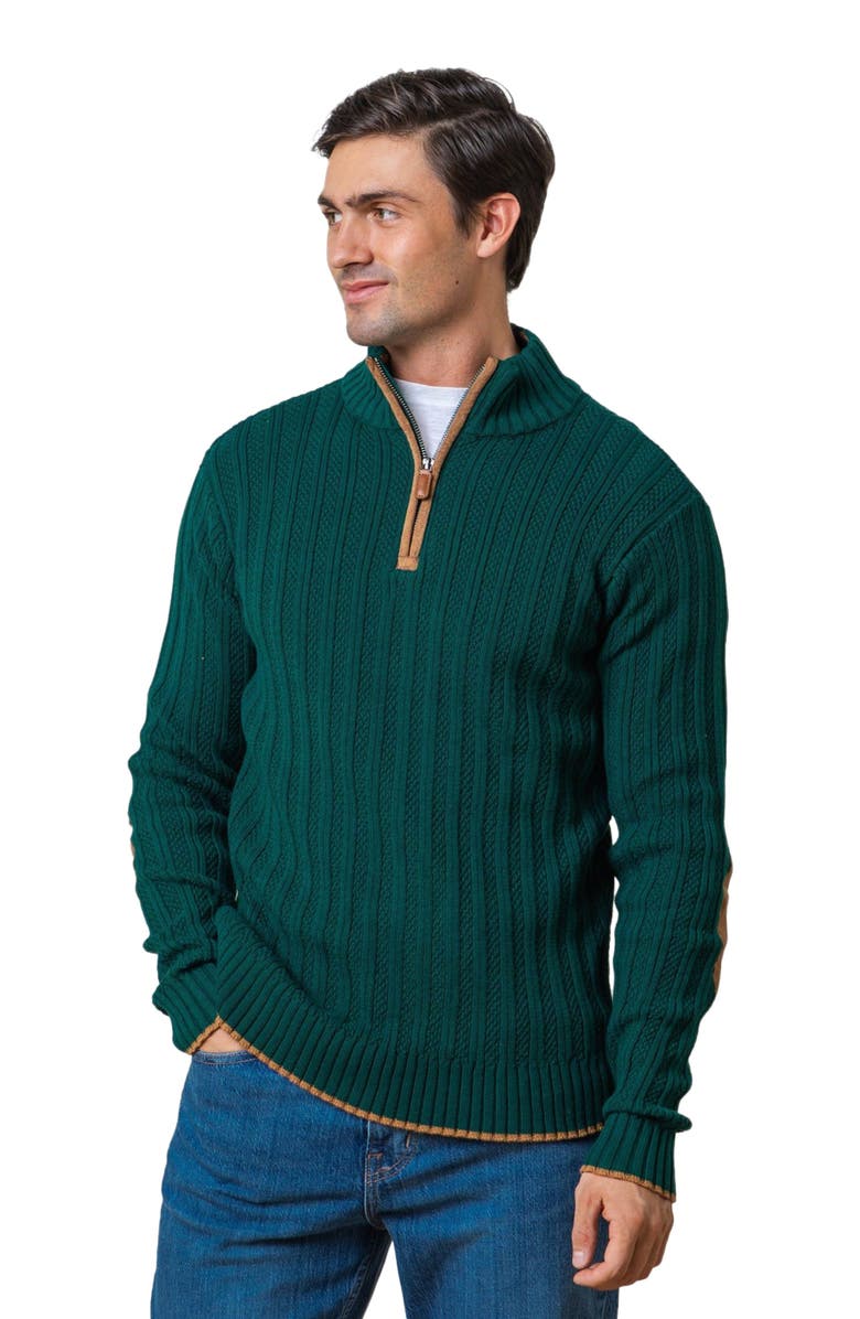 Hope & Henry Men's Organic Half Zip Sweater with Suede Trim | Nordstrom