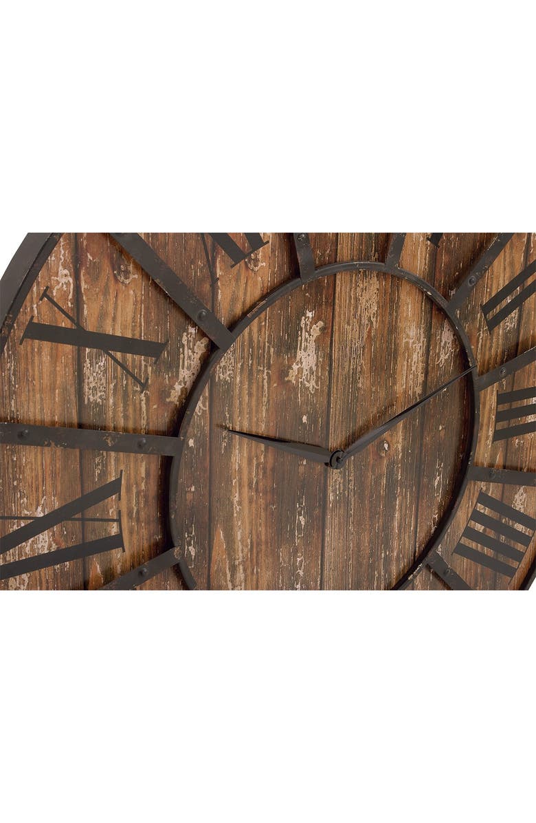 WILLOW ROW Brown Wood Wall Clock with Black Accents | Nordstromrack