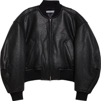 Alexander Wang Primal Lambskin Leather Crop Bomber Jacket Alexander Wang Primal Lambskin Leather Crop Bomber Jacket