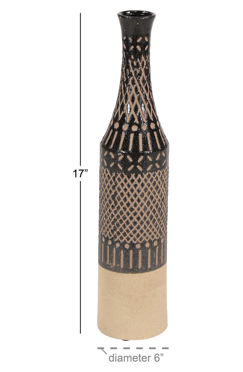 GINGER BIRCH STUDIO Tall Tan & Black Cylinder Decorative Vase with ...