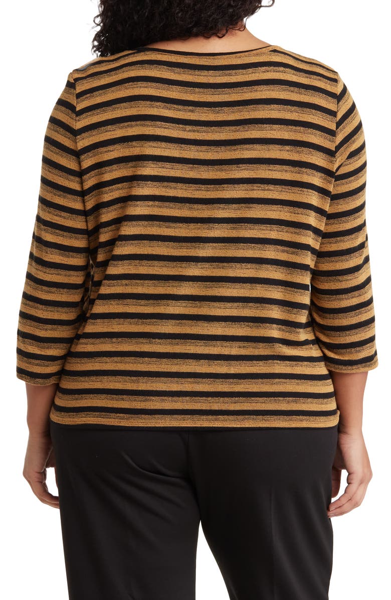 RUBY RD Ribbed Stripe Long Sleeve Front Tie Pullover | Nordstromrack