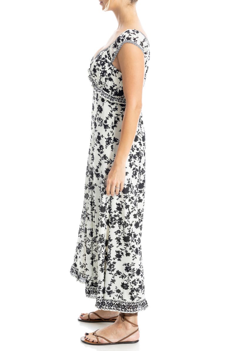 MAX STUDIO Floral Cap Sleeve Empire Waist Maxi Dress | Nordstromrack