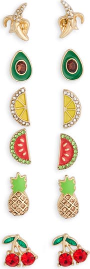 Leith Set of 6 Fruit Stud Earrings | Nordstromrack