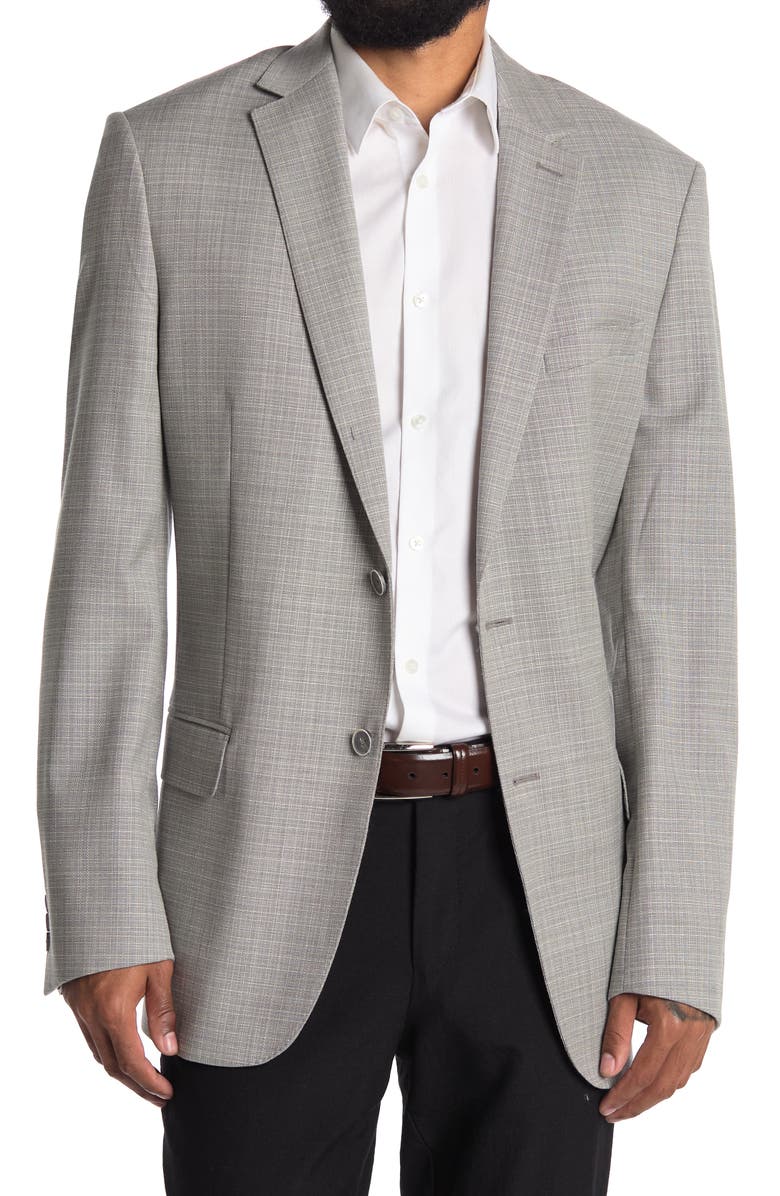 Hart Schaffner Marx Light Grey Plaid Print Two Button Notch Lapel Neat ...