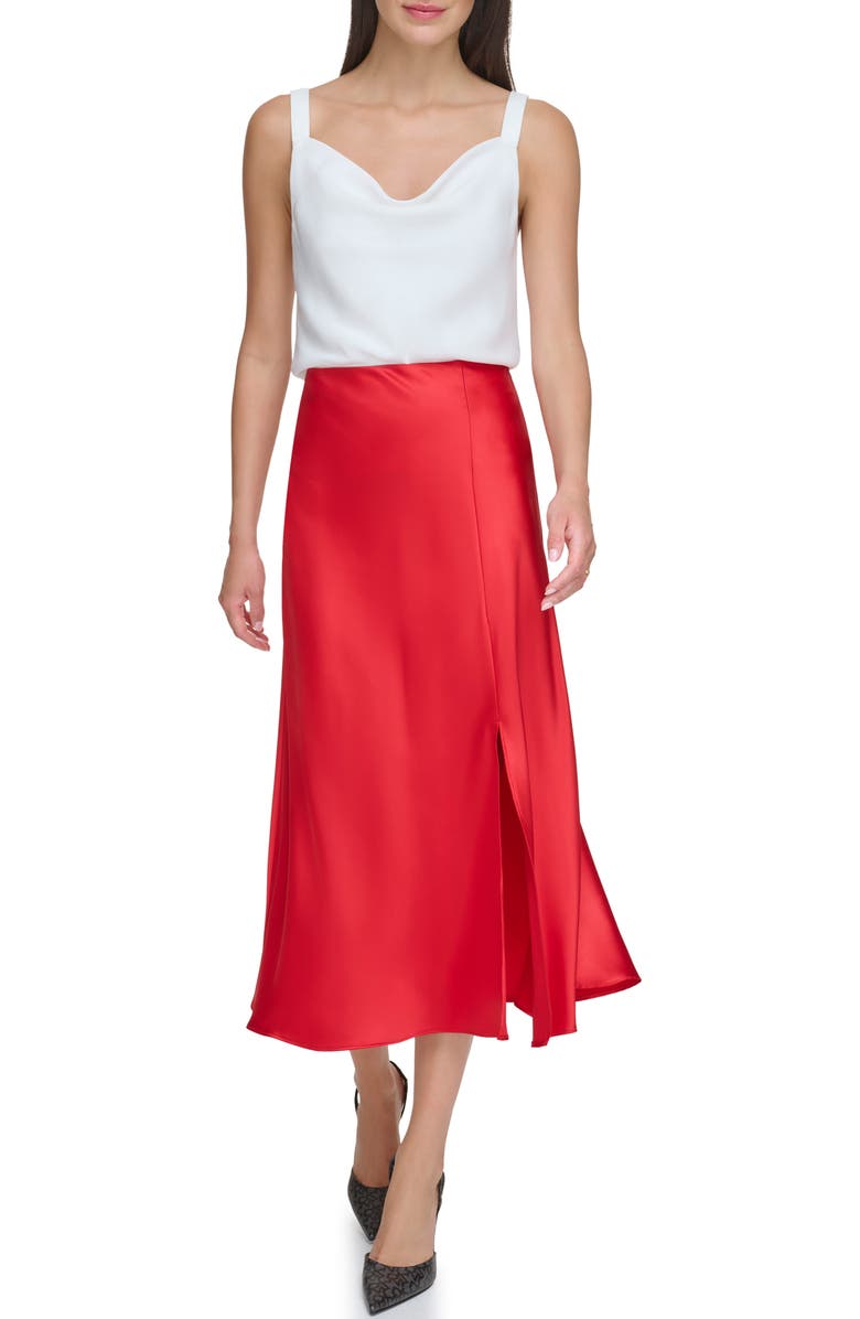 DKNY Satin Side Slit Midi Skirt | Nordstromrack