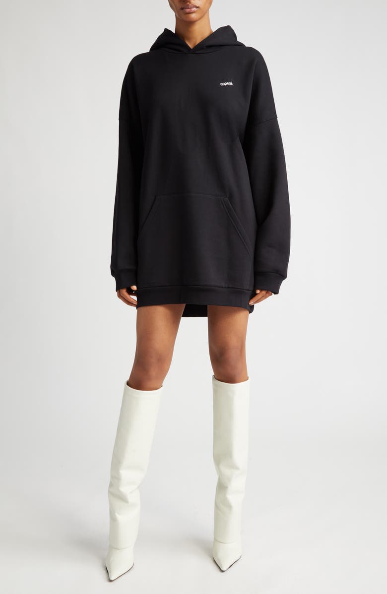 Coperni Horn Long Sleeve Hooded Knit Sweatshirt Dress | Nordstromrack