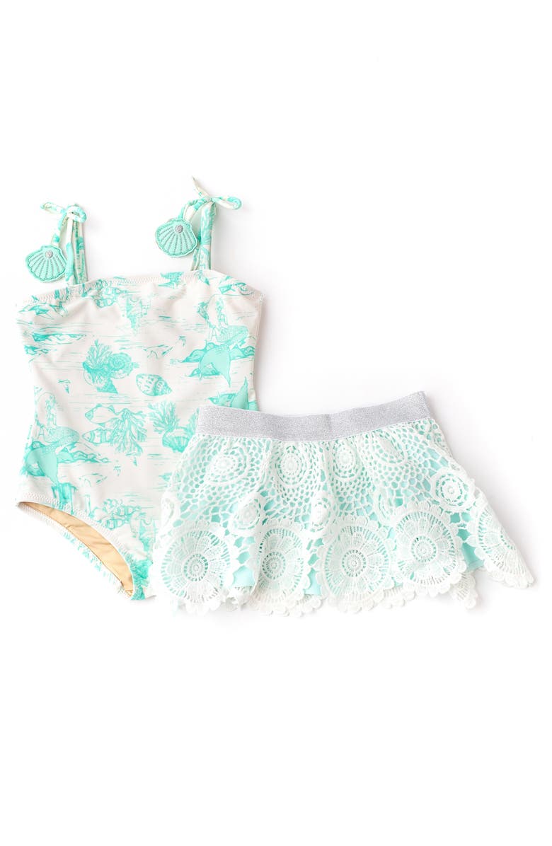 Shade Critters Mermaid One-Piece Swimsuit & Cover-Up Skirt Set | Nordstrom