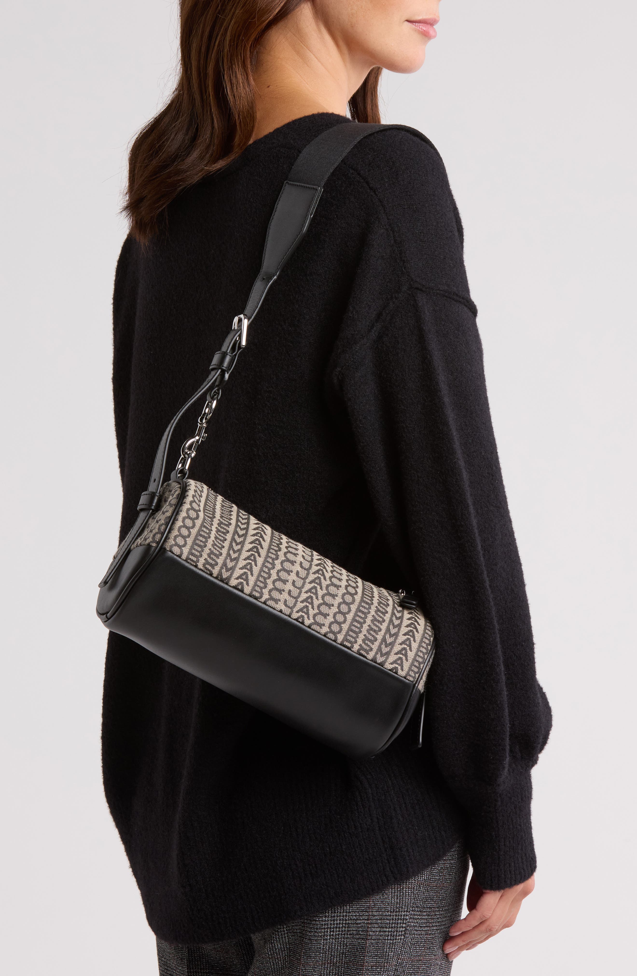 Marc Jacobs Logo Jacquard & Leather Barrel Shoulder Bag | Nordstromrack