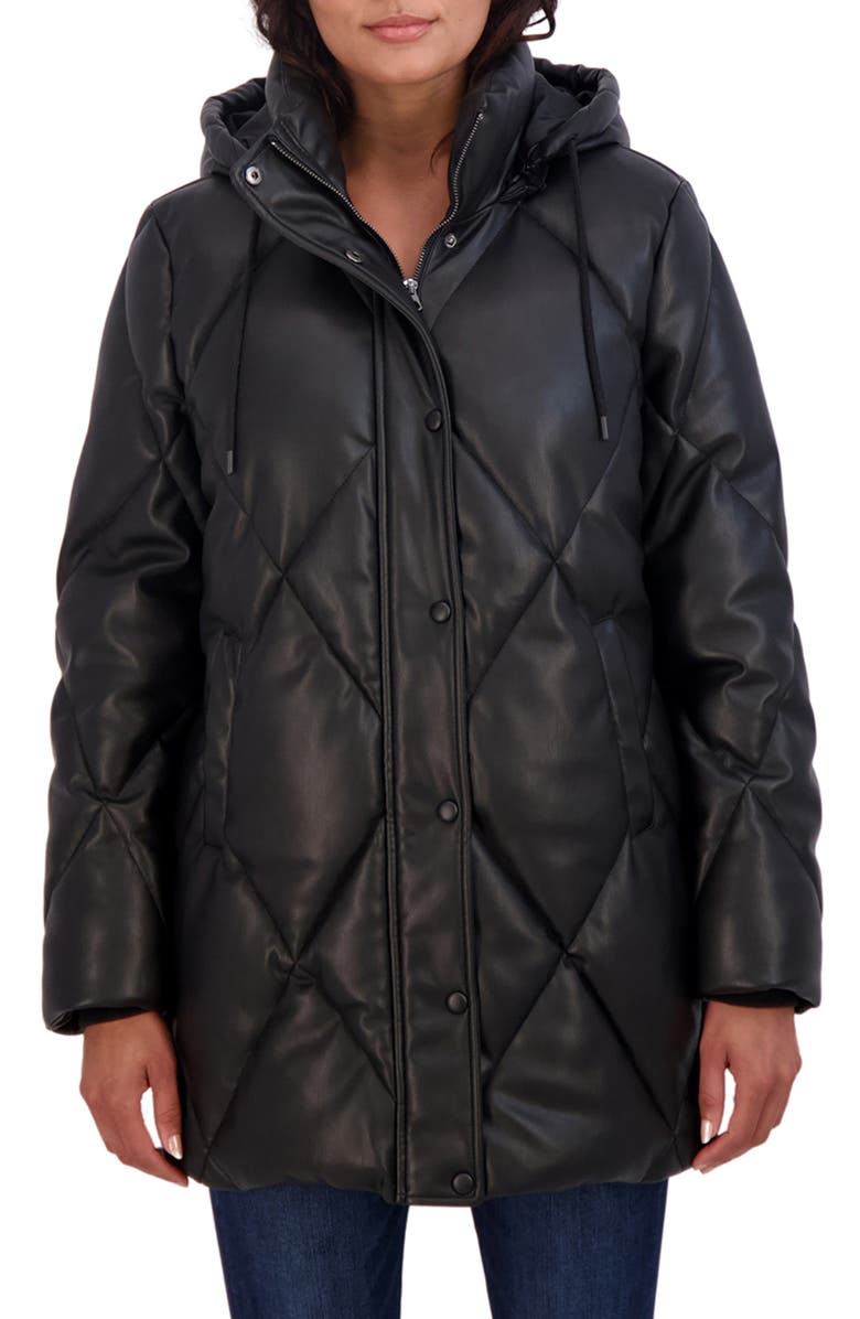 Sebby Faux Leather Hooded Puffer Jacket | Nordstromrack