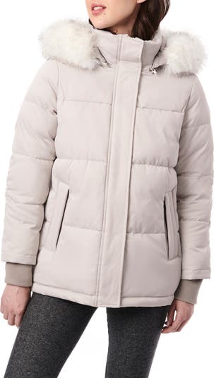 Bernardo Hooded Puffer Coat with Faux Fur Trim | Nordstromrack