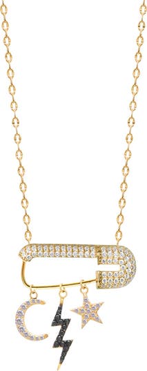GABI RIELLE 14K Gold Plated Safety Pin We Dream Pendant Necklace ...