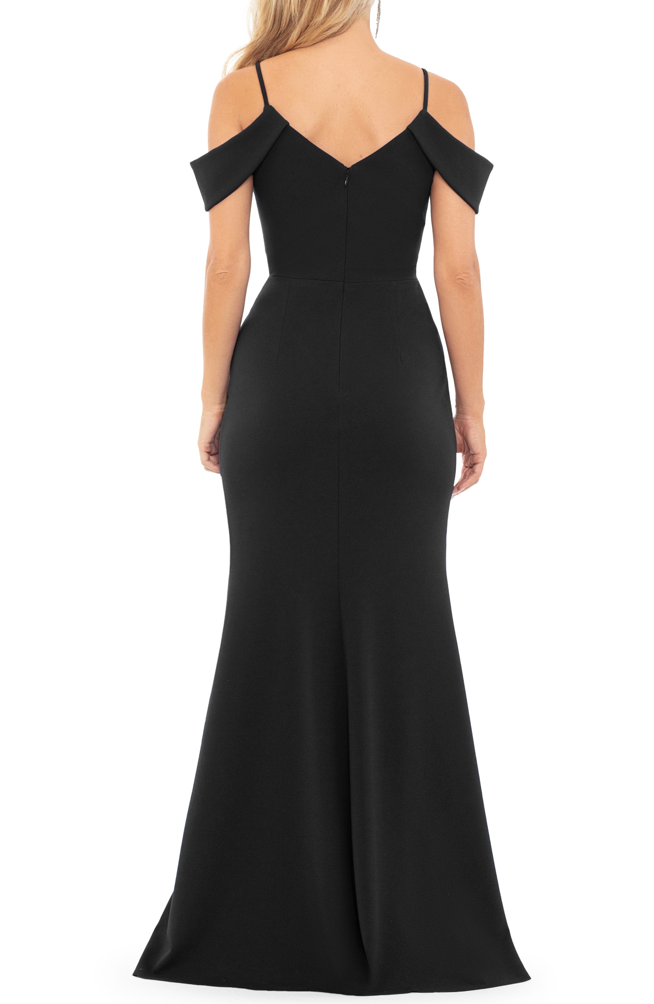 Xscape Evenings Cold Shoulder Ruffle Hem Scuba Crepe Gown | Nordstrom