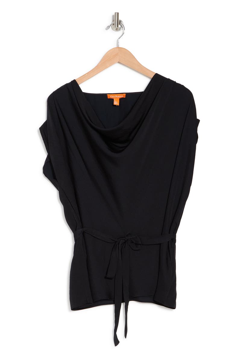 HALSTON Cowl Neck Tie Waist Blouse | Nordstromrack
