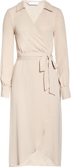 ASOS DESIGN Spread Collar Long Sleeve Wrap Midi Dress | Nordstrom