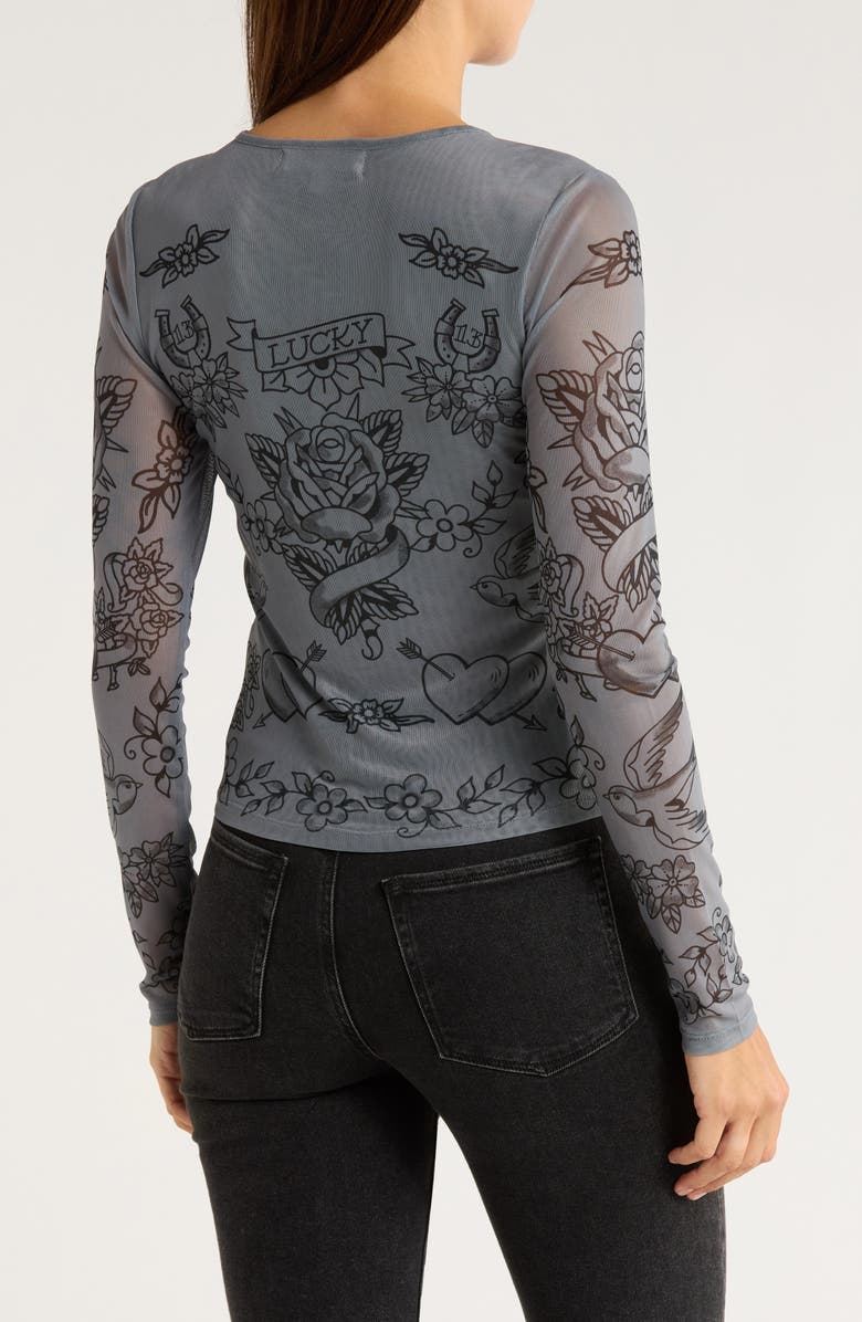 Madden Girl Long Sleeve Tattoo Print Top | Nordstromrack