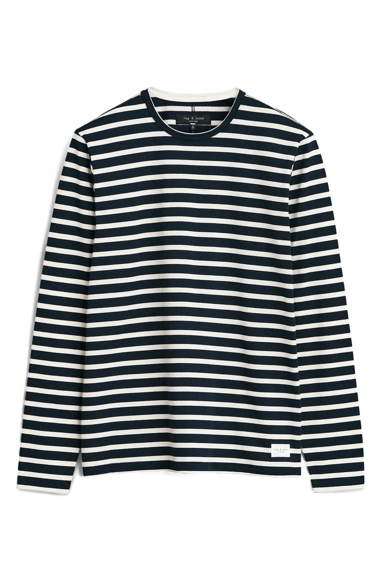 rag & bone Breton Stripe Long Sleeve Pima Cotton T-Shirt | Nordstromrack