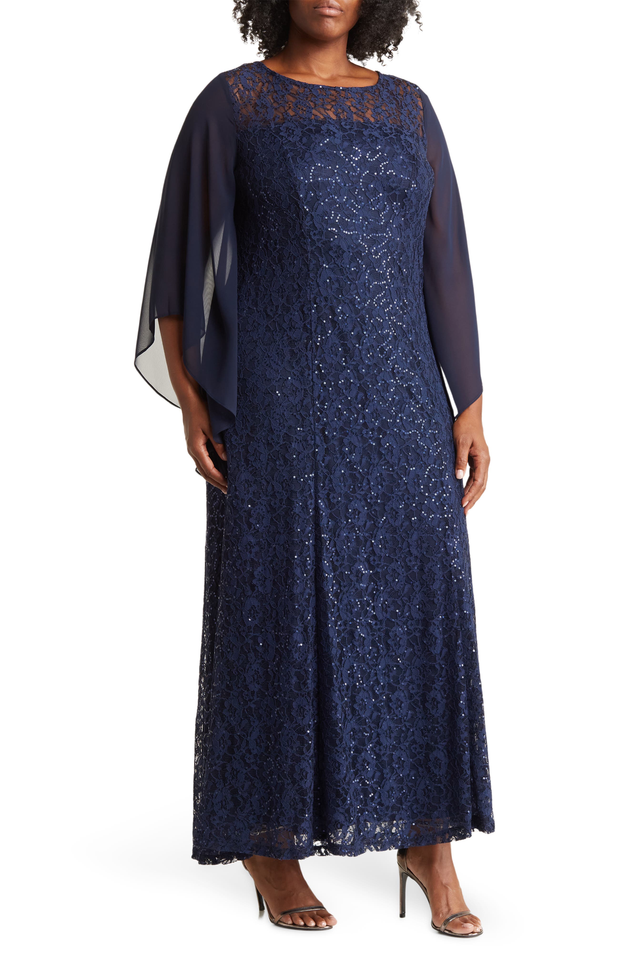 SL FASHIONS Long Lace Fit & Flare Dress | Nordstromrack