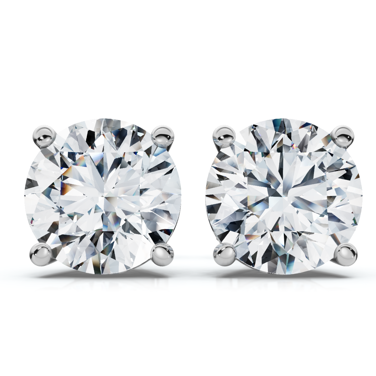 Bliss Diamond 2Ct T.W. Round Cut Diamond Studs in 14k Gold Push Back ...
