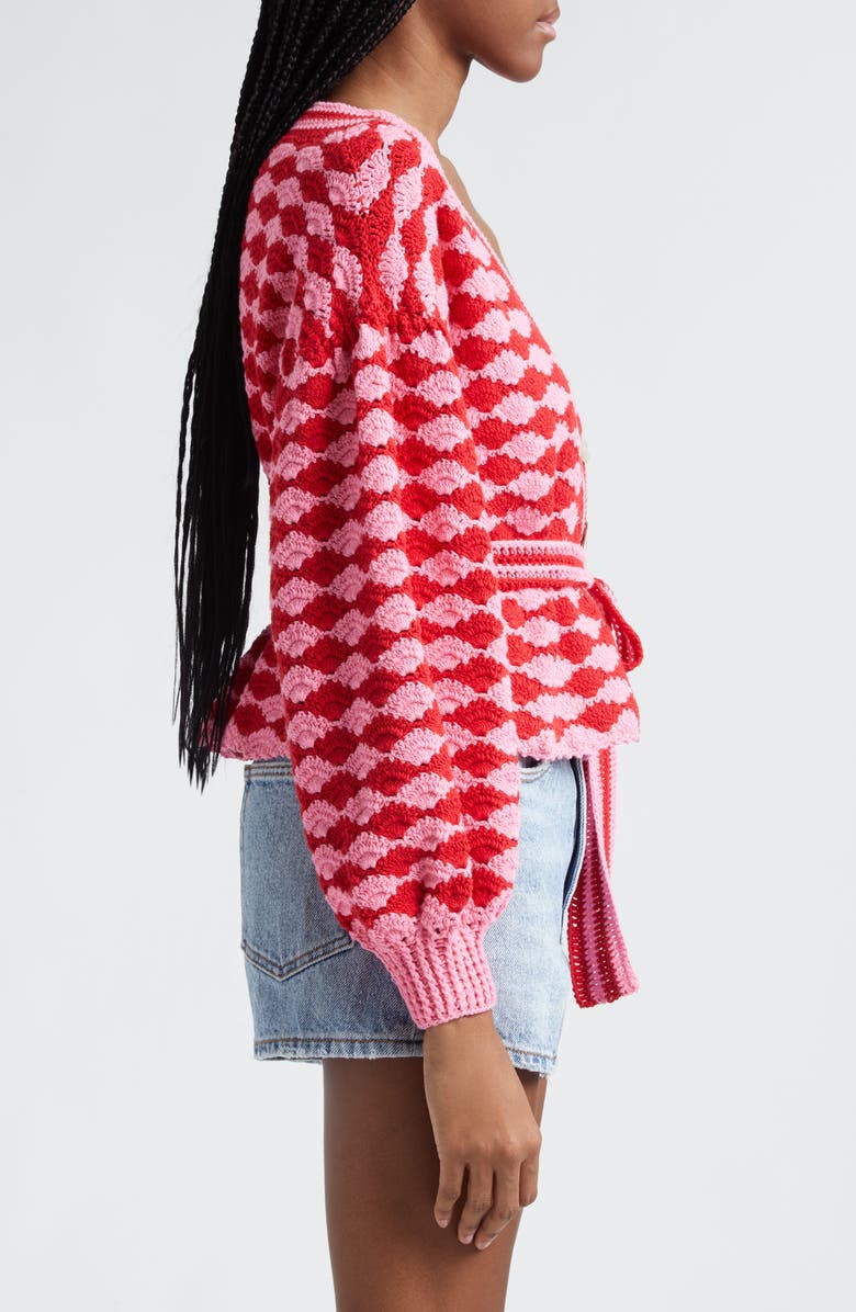 FARM Rio Fan Stitch Belted Crochet Cardigan | Nordstromrack
