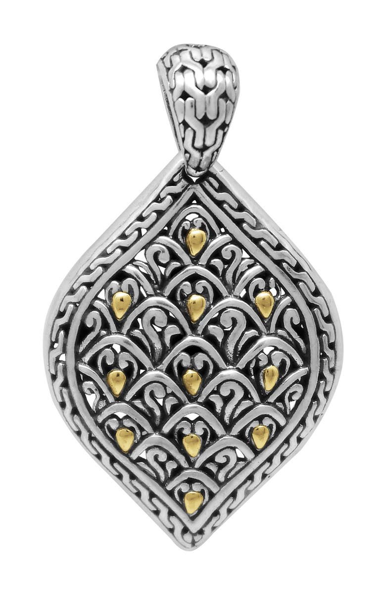 DEVATA Genuine 18K Gold & Sterling Silver Dragon Skin Drop Pendant ...