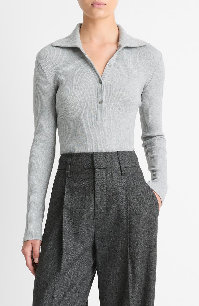 Vince Long Sleeve Rib Polo | Nordstromrack