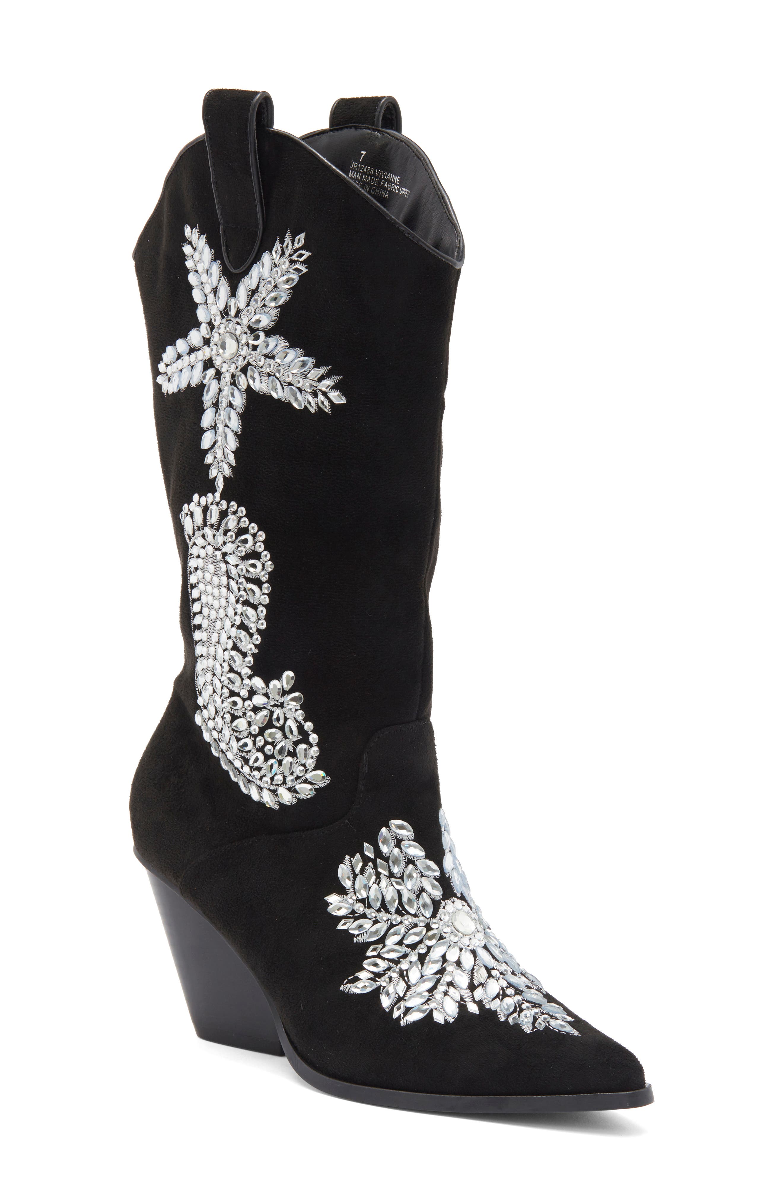 CAPE ROBBIN Vivianne Crystal Embellished Western Boot (Women ...