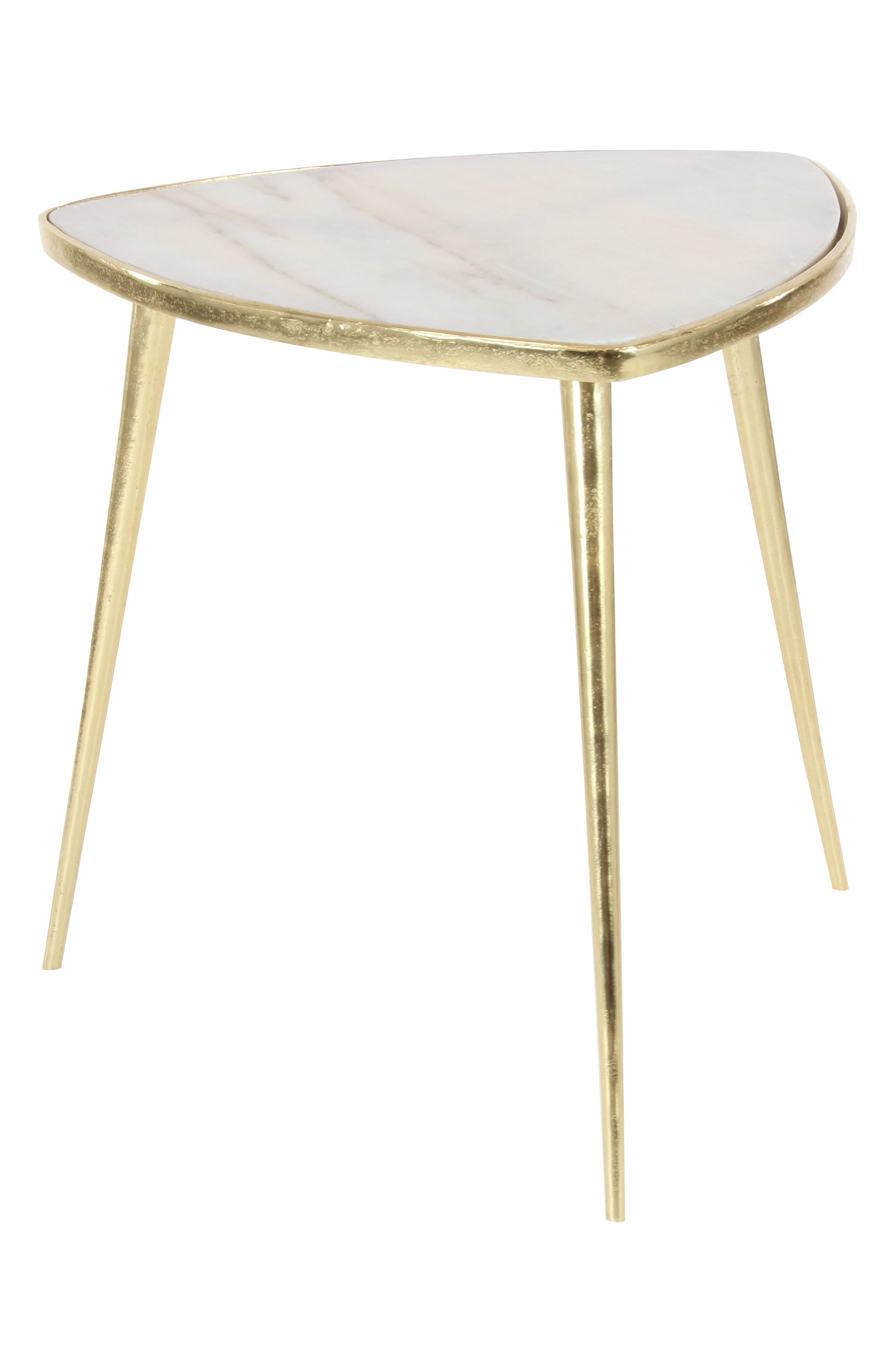 GINGER BIRCH STUDIO Goldtone Aluminum Accent Table with Marble Top ...