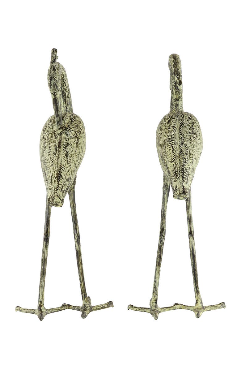WILLOW ROW Large Indoor/Outdoor Yellow Metal Crane Sculptures - Set of ...