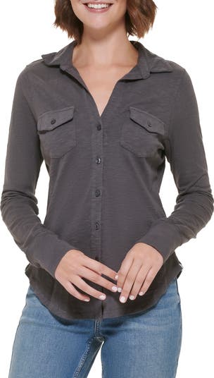 Calvin Klein Jeans Pigment Dye Long Sleeve Slub Knit Blouse | Nordstromrack