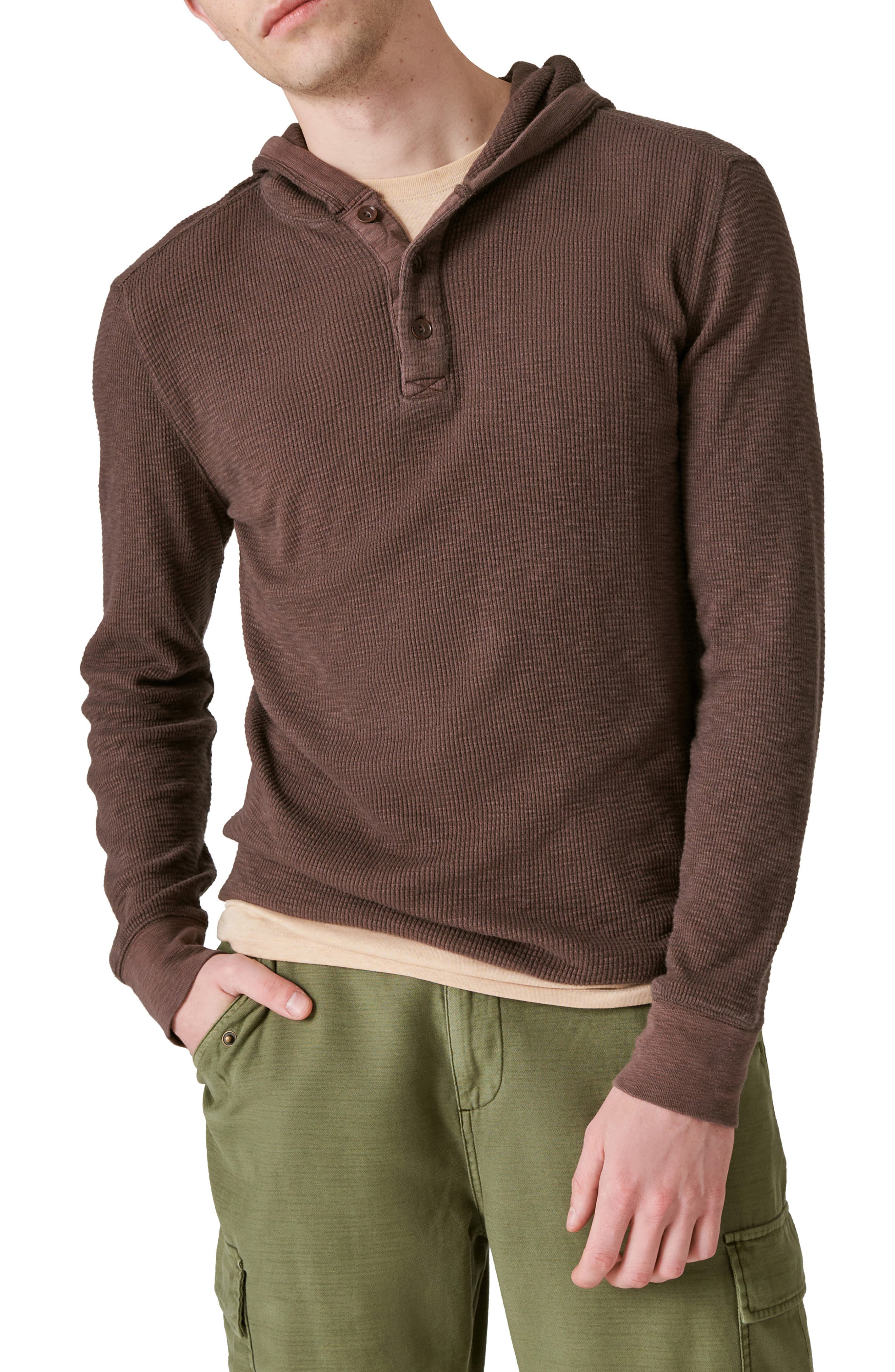 Lucky Brand Garment Dye Thermal Hooded Henley | Nordstrom