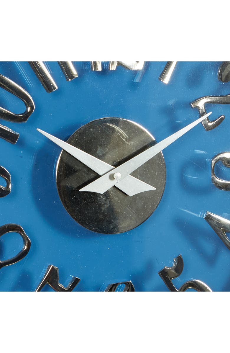 WILLOW ROW Blue Aluminum Contemporary Wall Clock, 12" x 12" x 2 ...