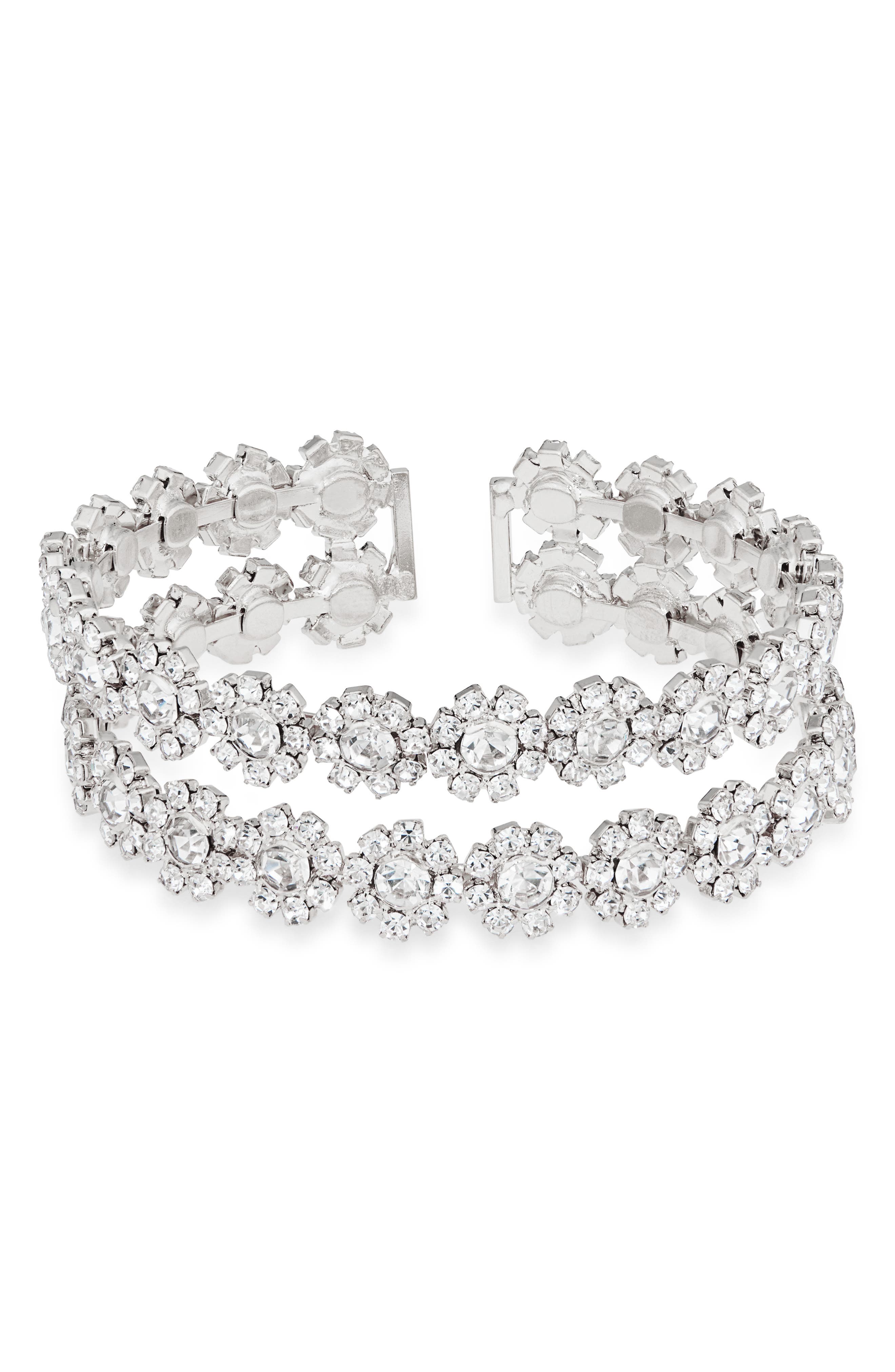 Tasha Crystal Flower Double Row Cuff Bracelet | Nordstromrack