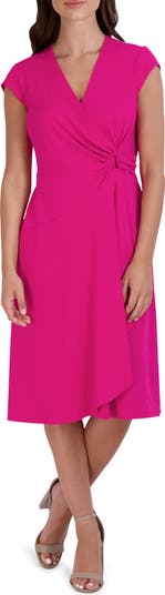 Robbie Bee Surplice Neck Cap Sleeve Faux Wrap Dress | Nordstromrack
