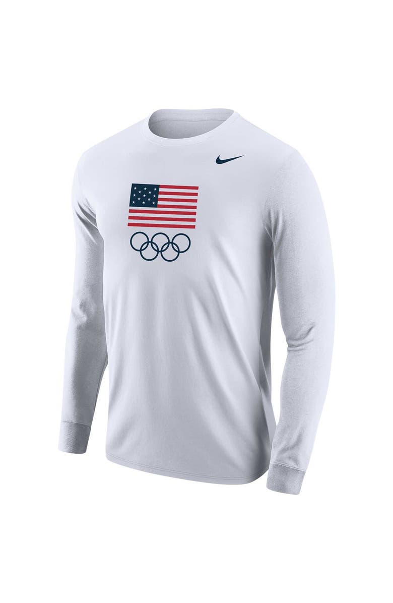 Nike Men's Nike White Team USA Olympic Rings Core Long Sleeve T-Shirt ...