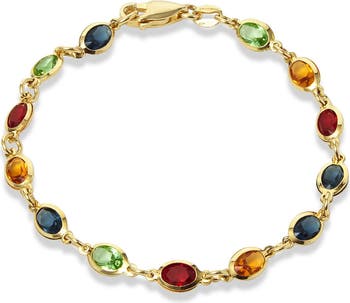 SAVVY CIE JEWELS 18K Gold Plated Multi Color CZ Tennis Bracelet ...