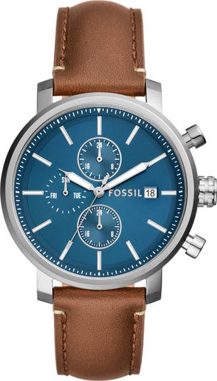 Fossil Rhett Leather Strap Watch, 42mm | Nordstromrack