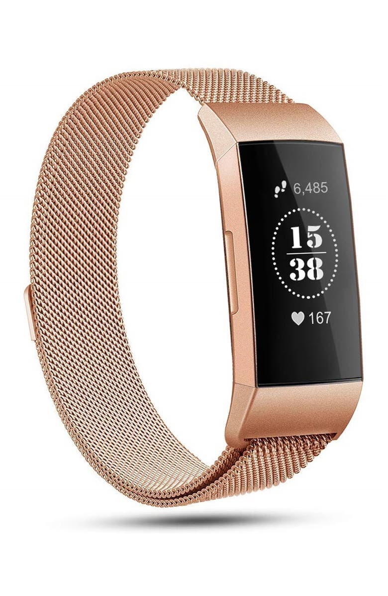 The Posh Tech Large Stainless Steel Band for Fitbit Charge 3 - Rose ...