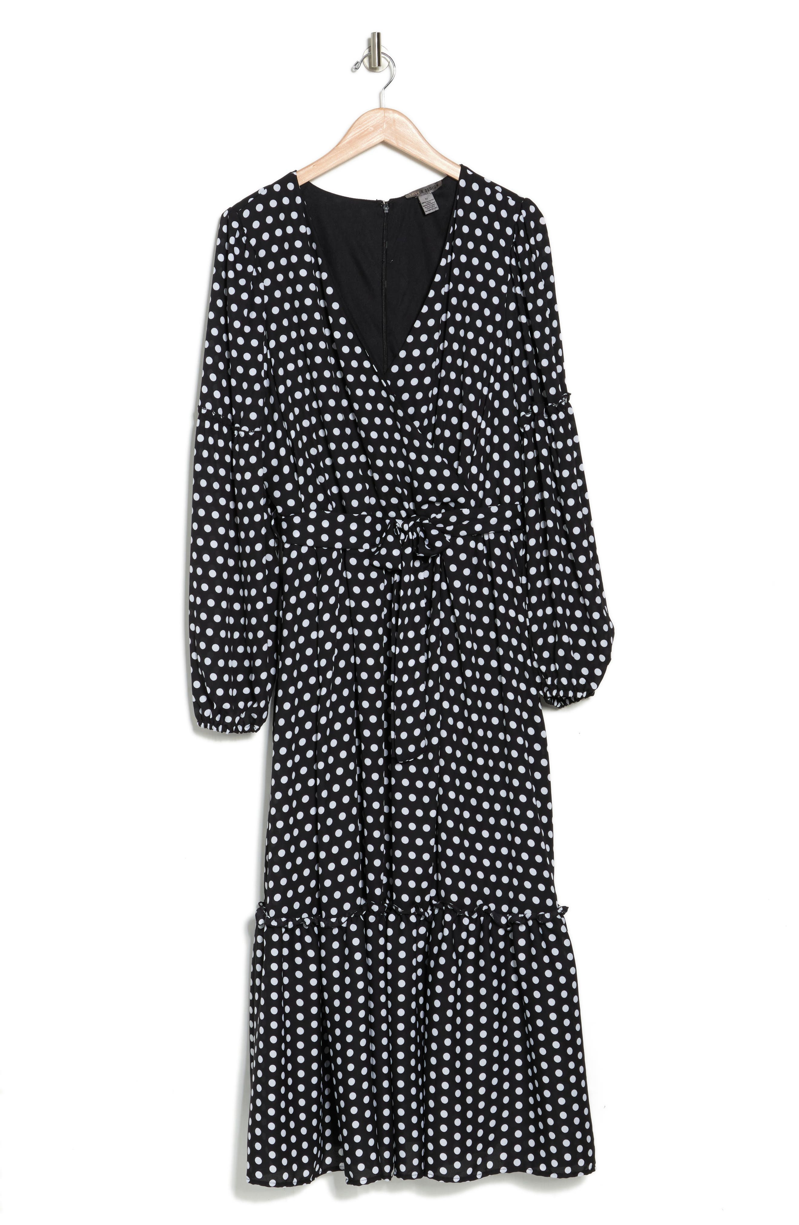 BY DESIGN Dottie Georgette Dot Faux Wrap Dress | Nordstromrack